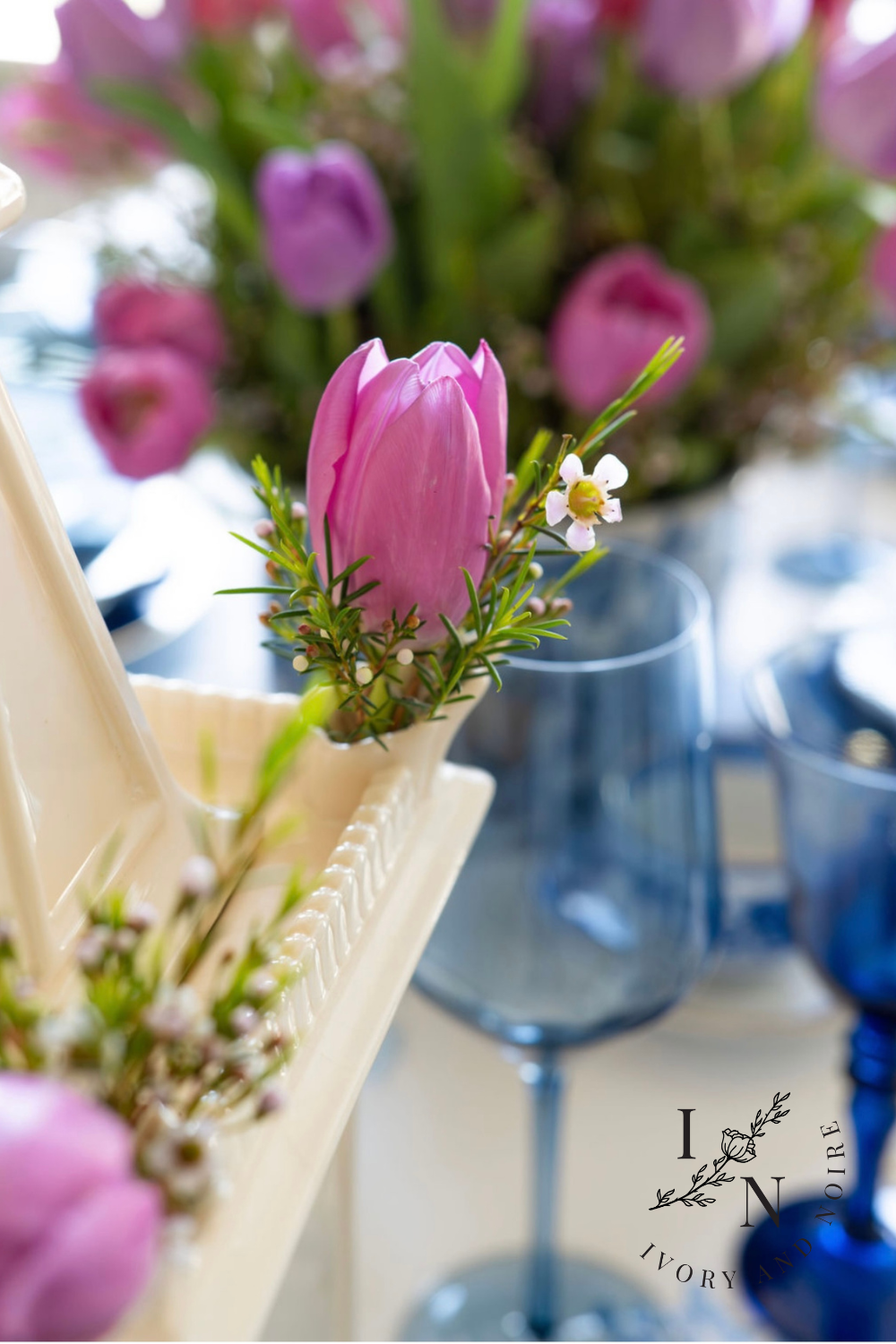 Spring Flower Table Setting with a Tulip Theme