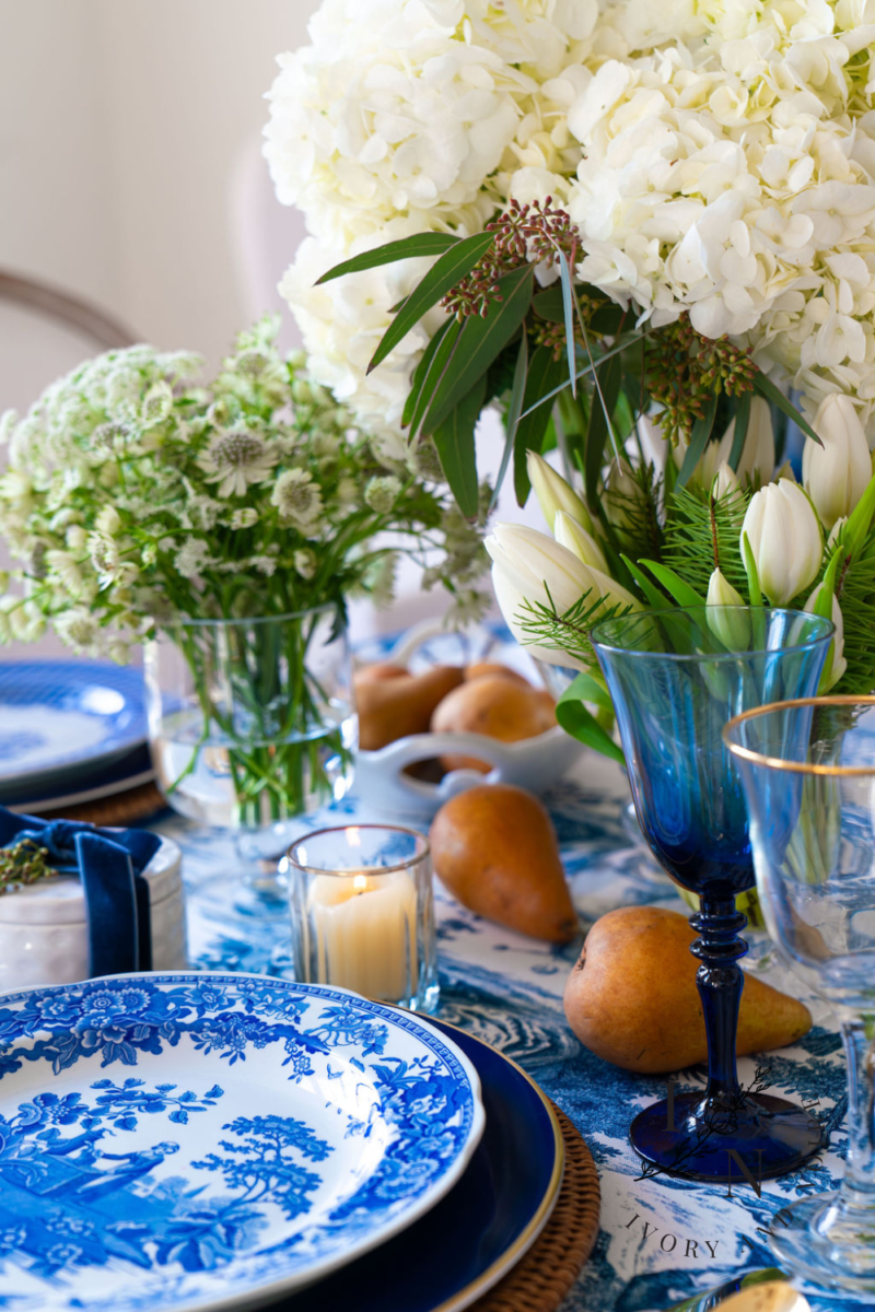 Elegant Blue and White Tablescape for Spring