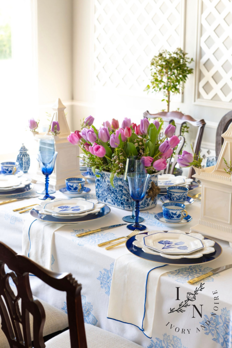 Spring Flower Table Setting with a Tulip Theme