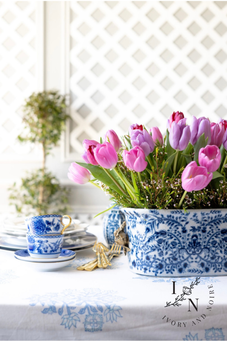 Spring Flower Table Setting with a Tulip Theme