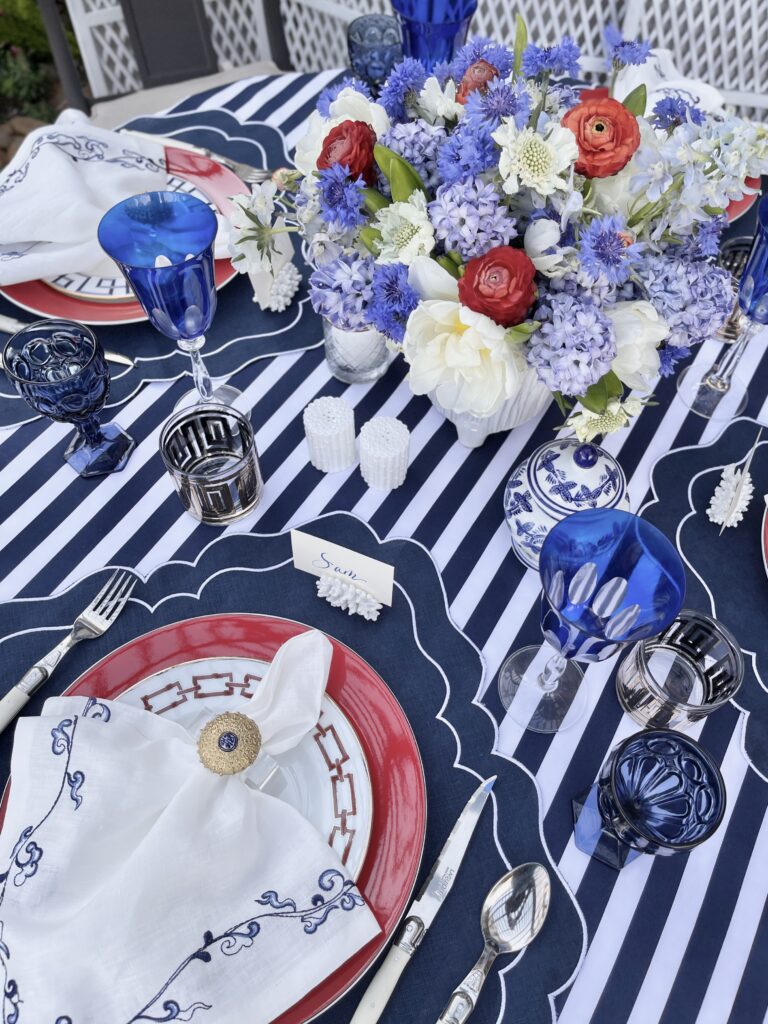 Elegant Red White and Blue Tablescape for Patriotic Holidays
