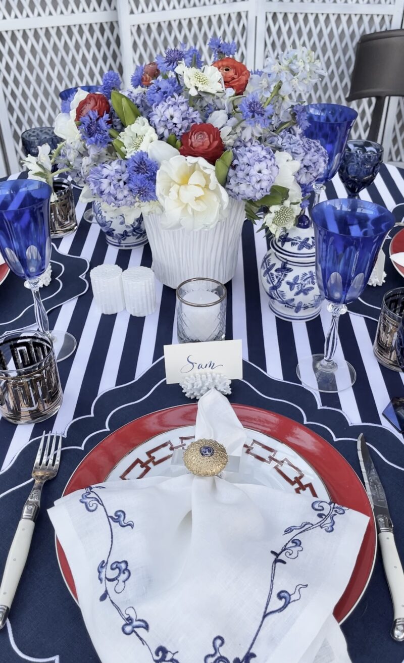 Elegant Red White and Blue Tablescape for Patriotic Holidays