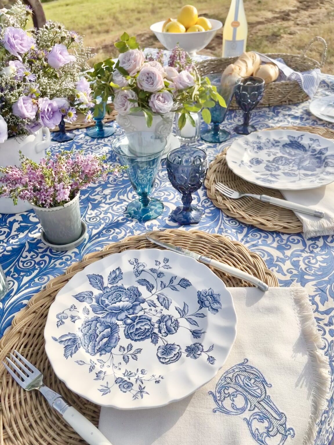 Provence Inspired Tablescape - French Themed Table Setting Ideas