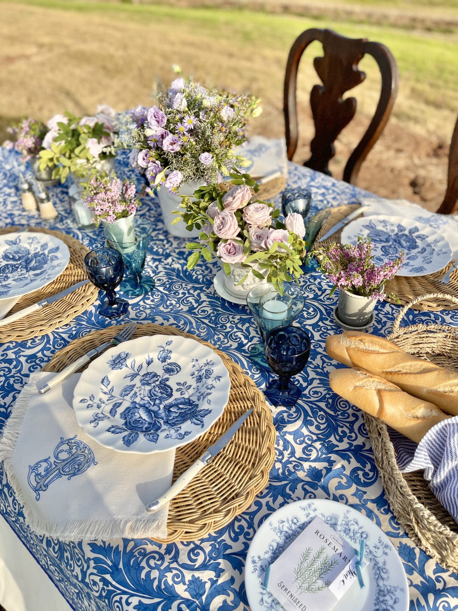 Provence Inspired Tablescape - French Themed Table Setting Ideas