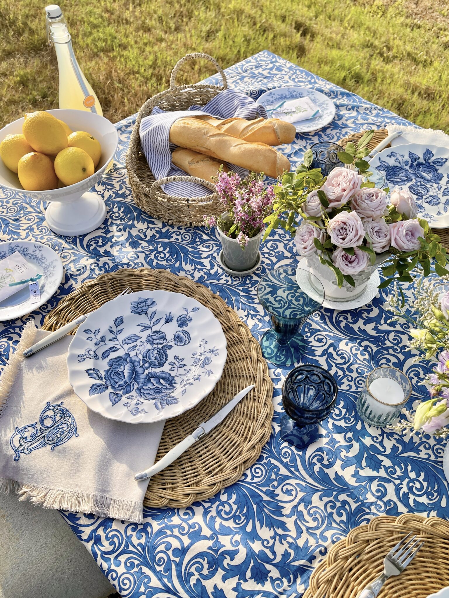 Provence Inspired Tablescape - French Themed Table Setting Ideas
