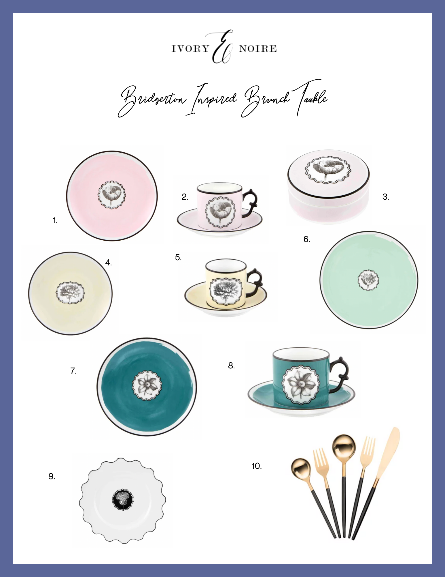 Bridgerton Themed Brunch Party Table Setting Idea