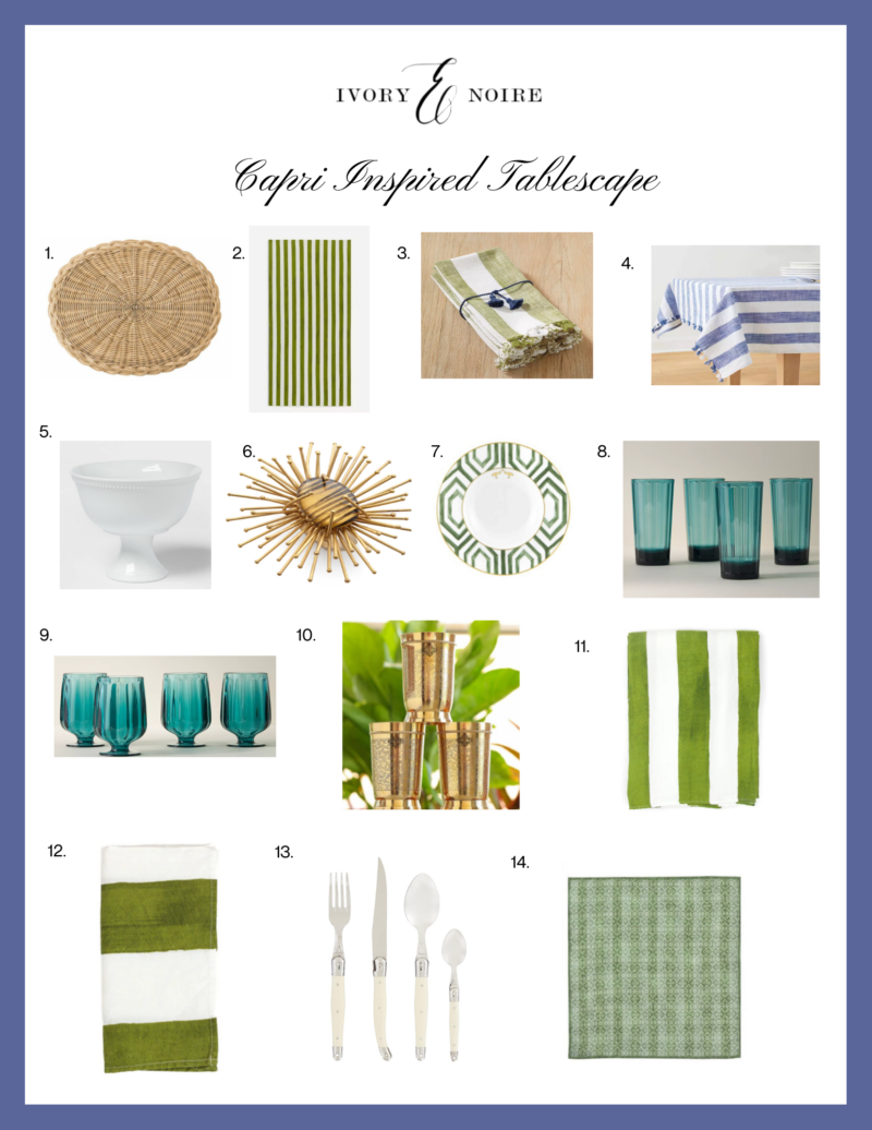 Delicate Capri Inspired Tablescape for Summer Events and Weddings